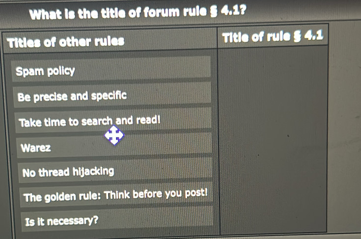 Solved: the title of forum rule § 4.1? T [Others]