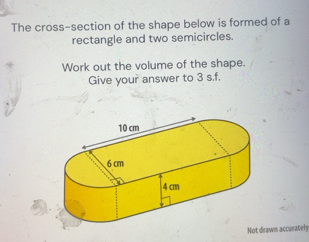 Solved: The cross-section of the shape below is formed of a rectangle ...