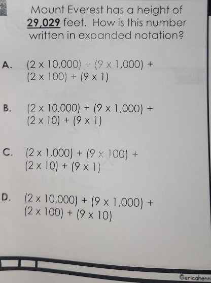 Solved: Mount Everest has a height of 29,029 feet. How is this number ...
