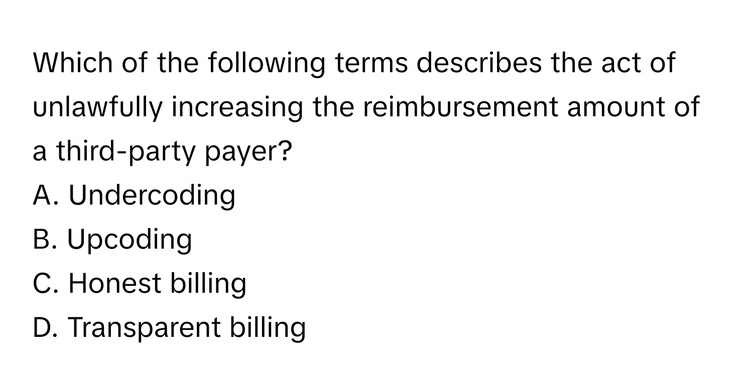 Solved: Which of the following terms describes the act of unlawfully ...