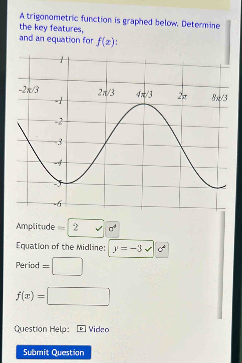 Solved: A trigonometric function is graphed below. Determine the key ...