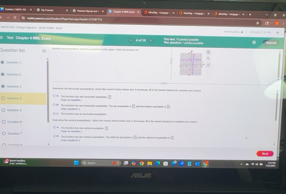 Solved: Content / MATH 103: My Courses Pearson MyLab and I X Chapter 4 ...