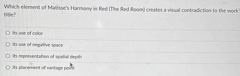 Solved: Which element of Matisse's Harmony in Red (The Red Room ...