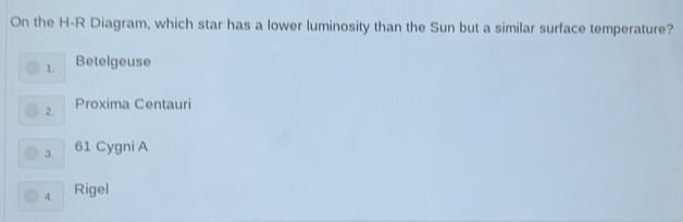Solved: On the H-R Diagram, which star has a lower luminosity than the ...