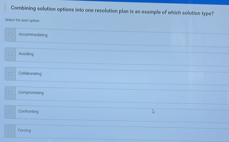 Solved: Combining solution options into one resolution plan is an ...