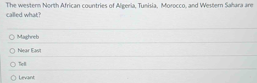 Solved: The western North African countries of Algeria, Tunisia ...