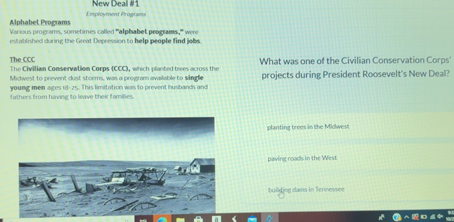 Solved: New Deal #1 Employment Programs Alphabet Programs Various ...