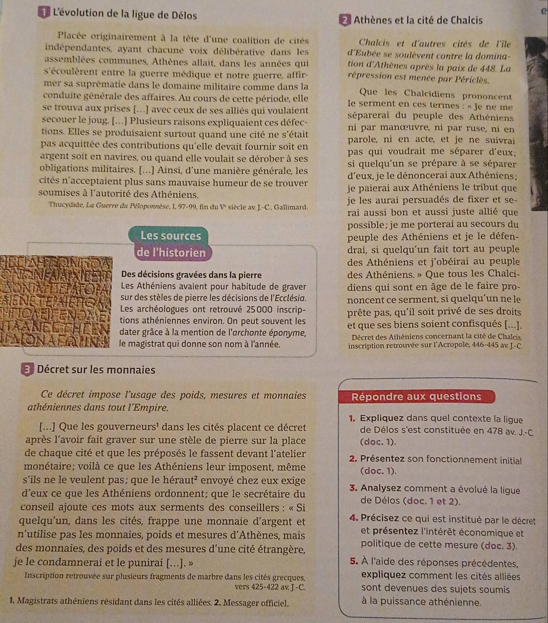 Résolu :L'évolution de la ligue de Délos Athènes et la cité de Chalcis ...
