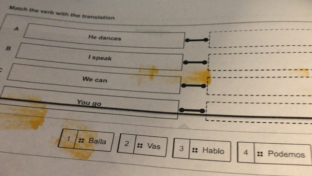 Solved: Match the verb with the translation A He dances B I speak We ...