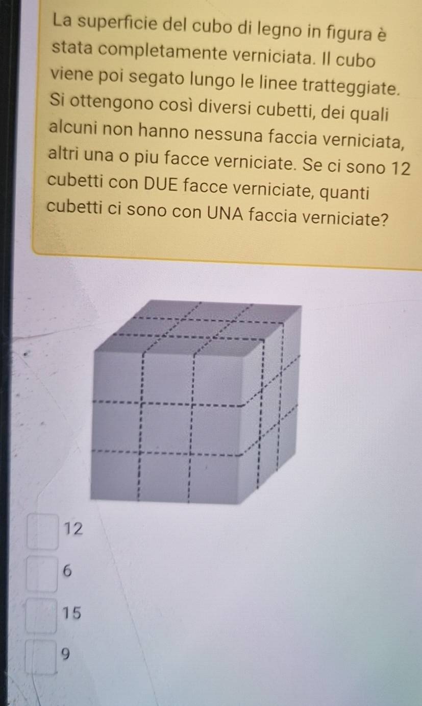 Risolto:La superficie del cubo di legno in figura è stata completamente ...