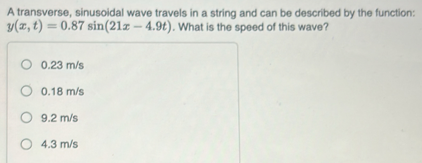 Solved: A transverse, sinusoidal wave travels in a string and can be ...