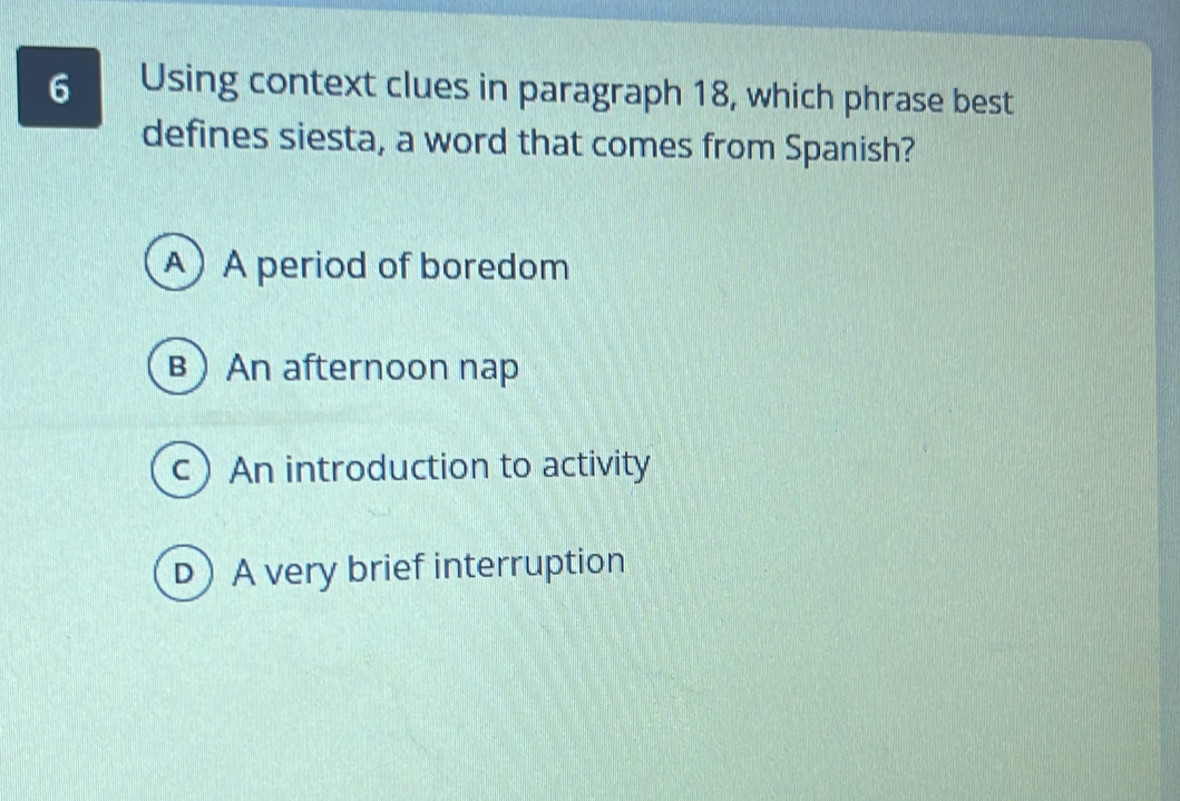 Solved: Using context clues in paragraph 18, which phrase best defines ...