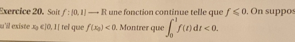 Résolu :Soit f:[0,1]to R une fonction continue telle que f≤slant 0 , On ...