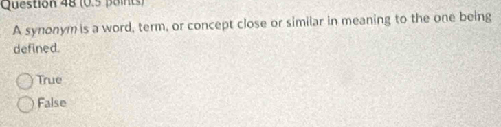 Solved: A synonym is a word, term, or concept close or similar in ...