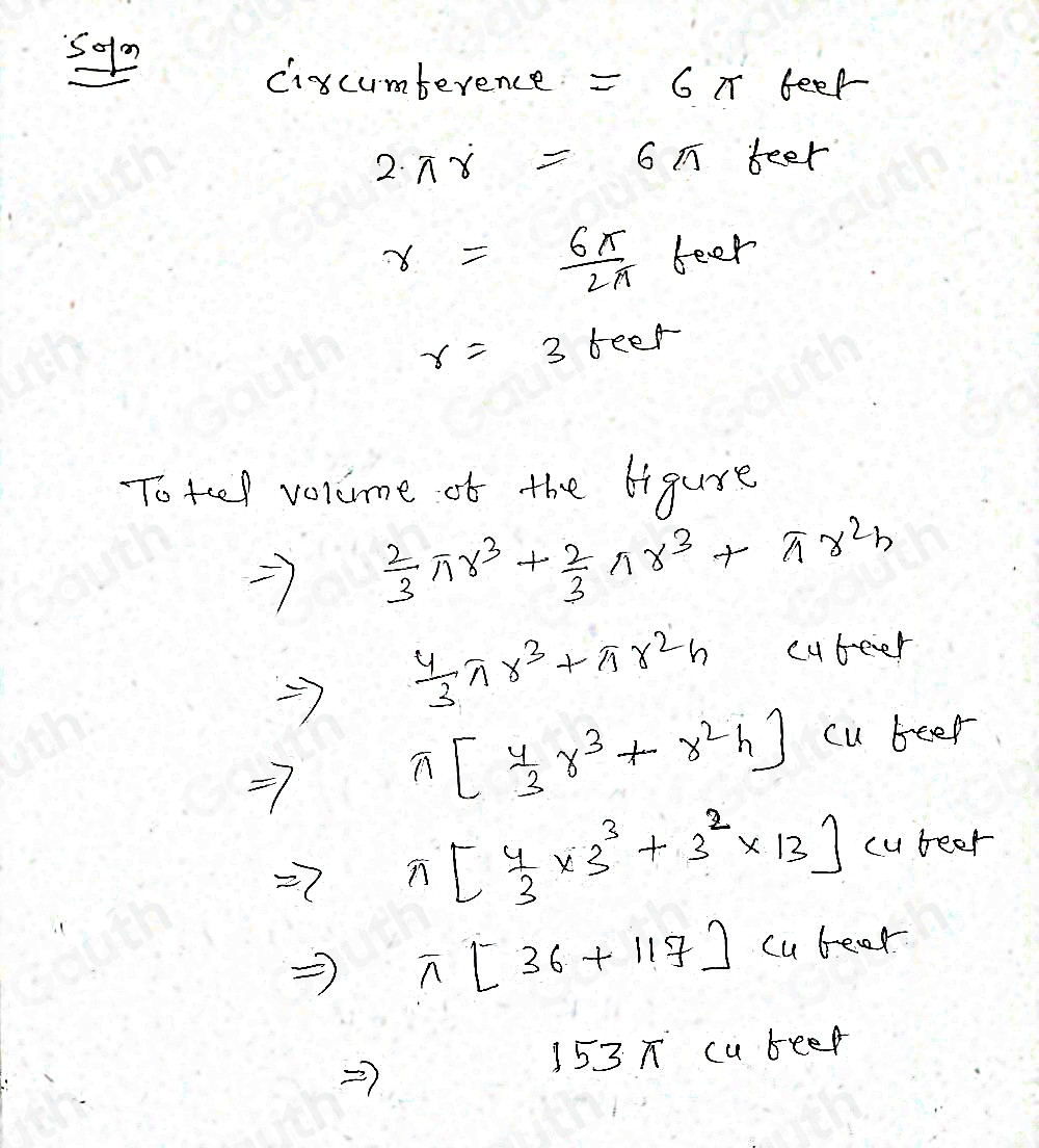 Solved: A water tank composed of two hemispheres and a cylinder is ...