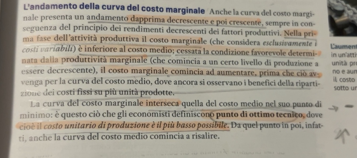 Risolto:L’andamento della curva del costo marginale Anche la curva del ...