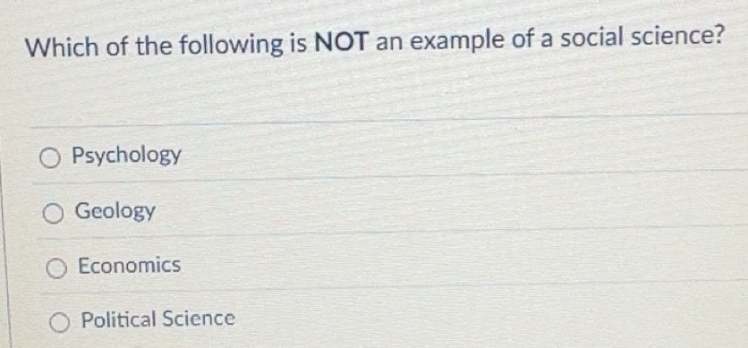 Solved: Which of the following is NOT an example of a social science ...