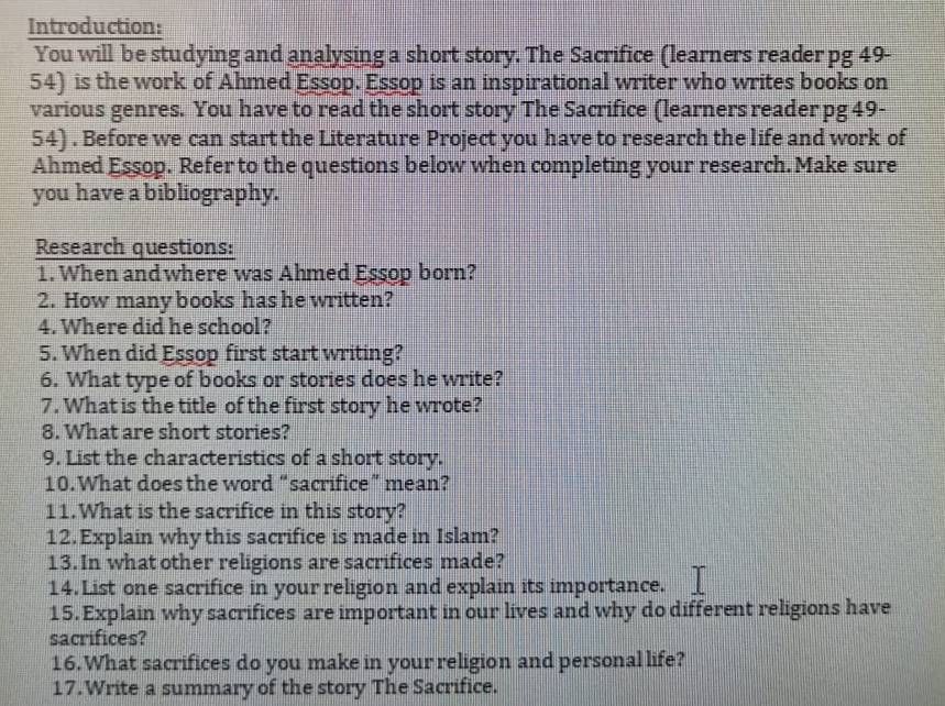 Solved: Introduction: You will be studying and analysing a short story ...