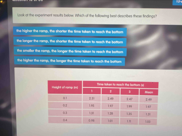 Solved: Look at the experiment results below. Which of the following ...
