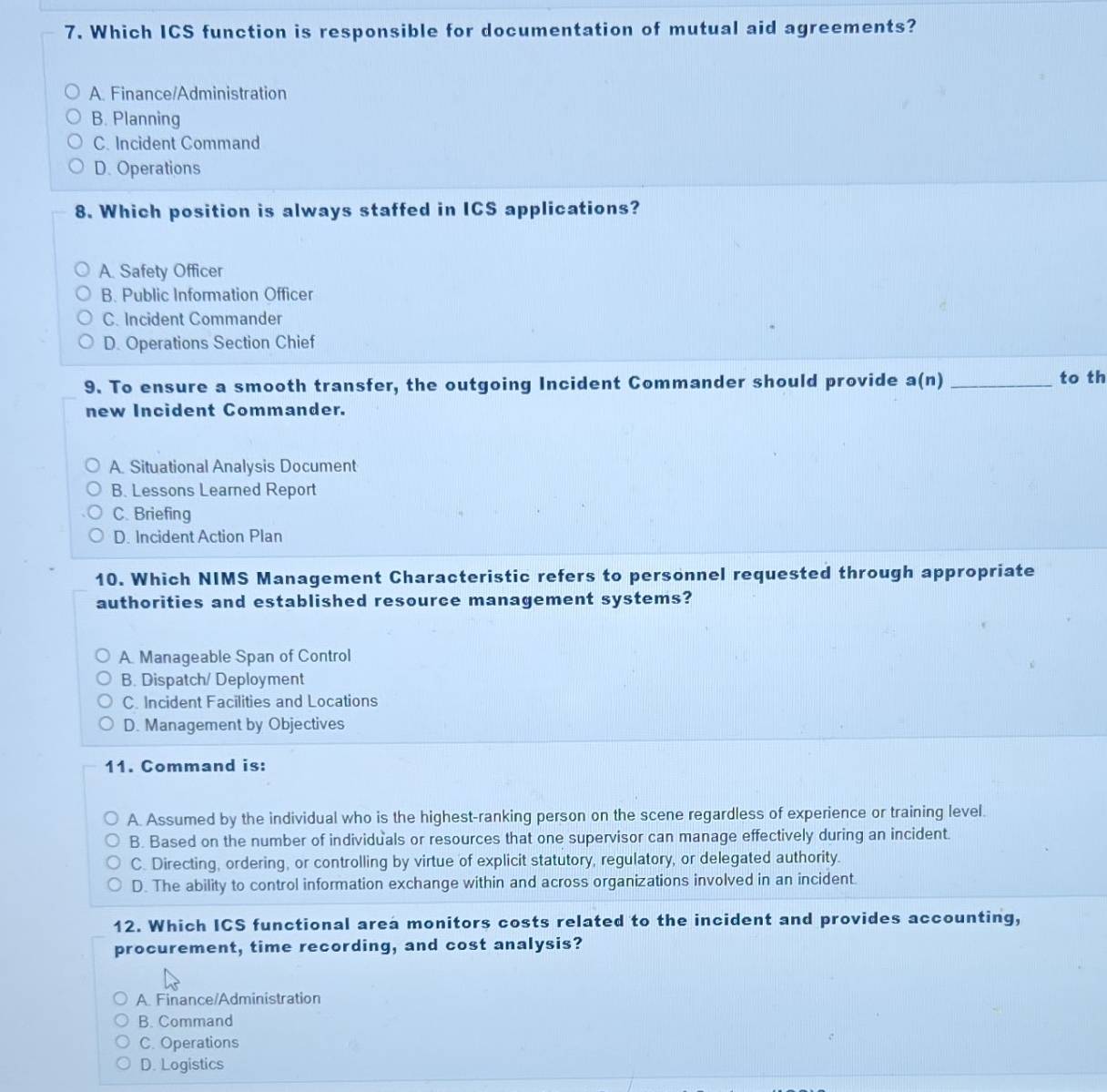 Solved: Which ICS function is responsible for documentation of mutual ...