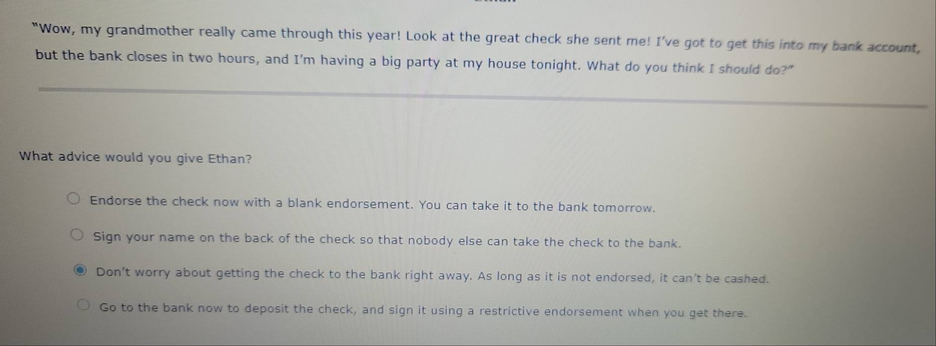 Solved: "Wow, my grandmother really came through this year! Look at the ...