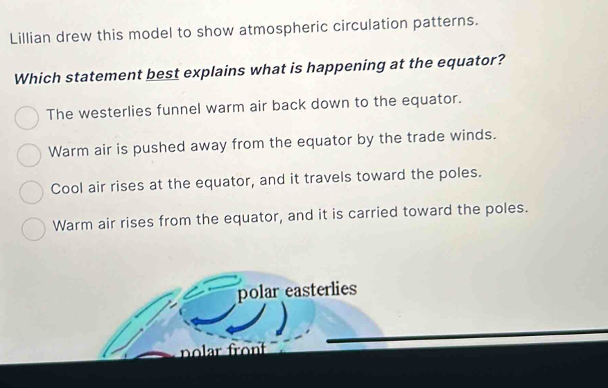Solved: Lillian drew this model to show atmospheric circulation ...