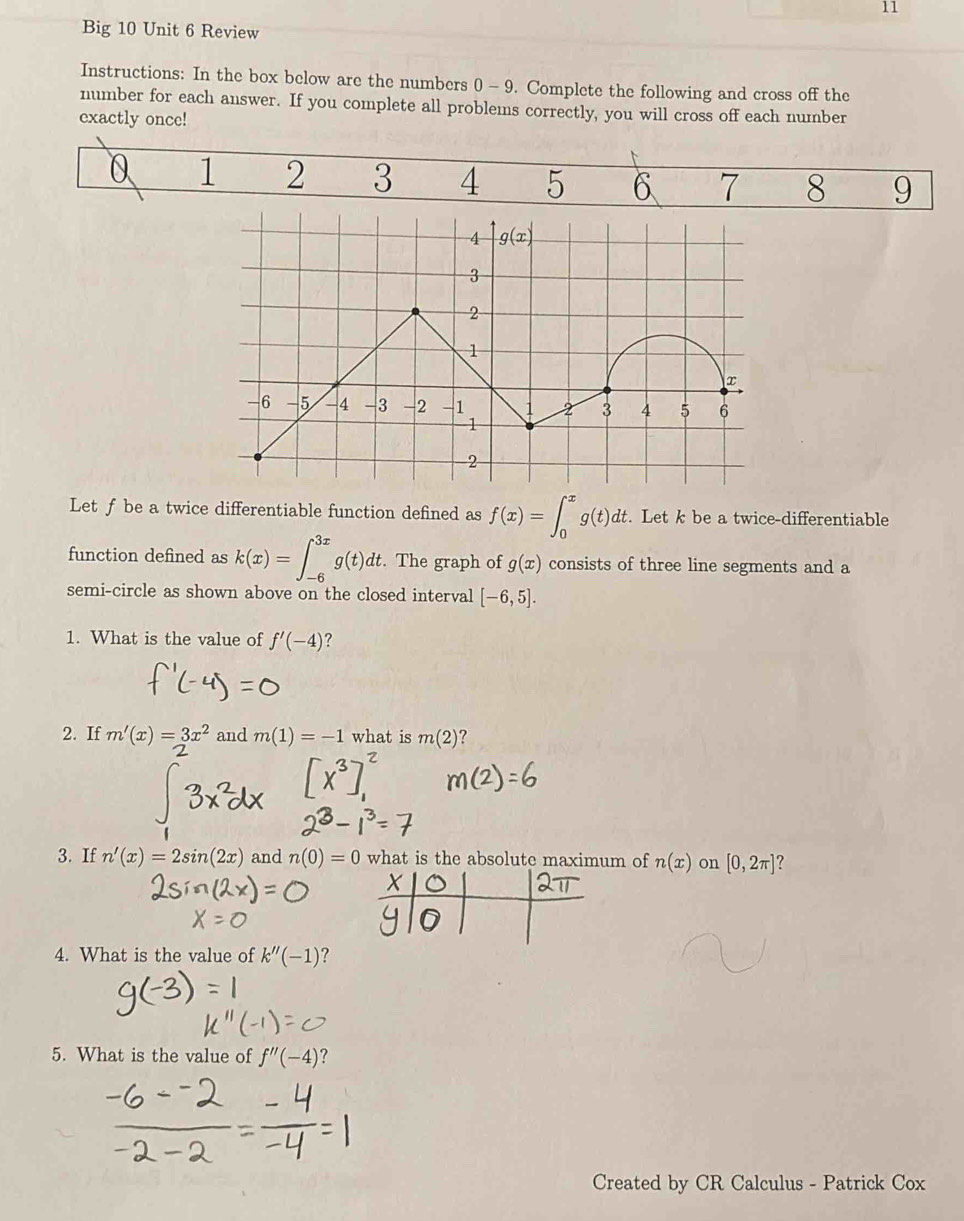 Solved: Big 10 Unit 6 Review Instructions: In the box below are the ...