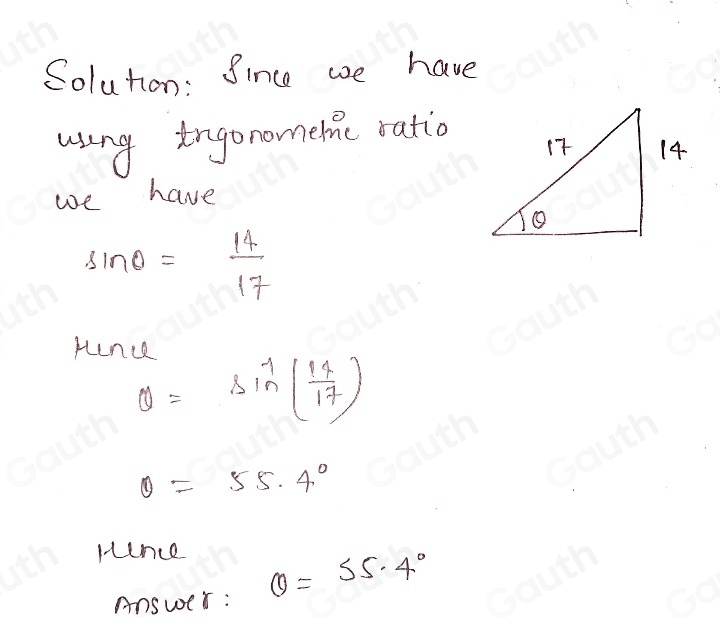 Solved: Write the value of sin θ for the right-angled triangle below as ...