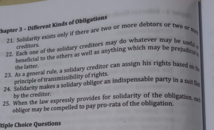 Solved: hapter 3 - Different Kinds of Obligations 21. Solidarity exists ...