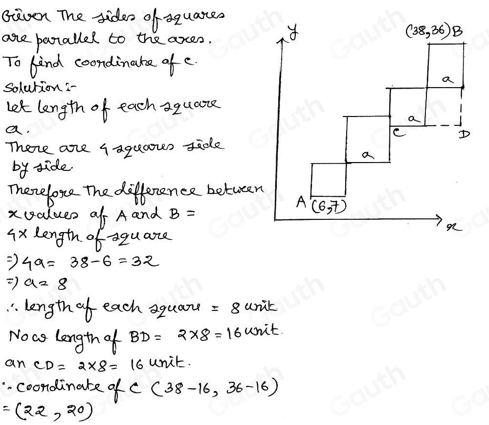 Solved: A pattern is made from four identical squares. The sides of the squares are parallel to ...