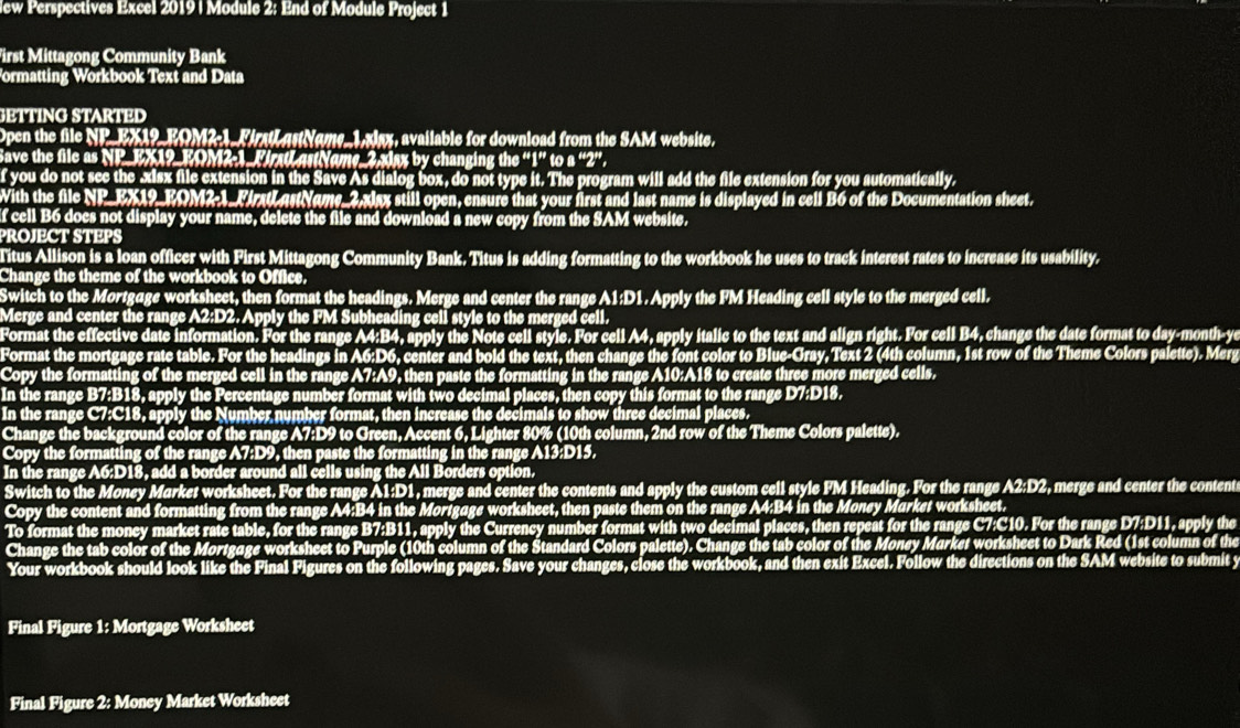 Solved: ew Perspectives Excel 2019 | Module 2: End of Module Project 1 First Mittagong Community ...