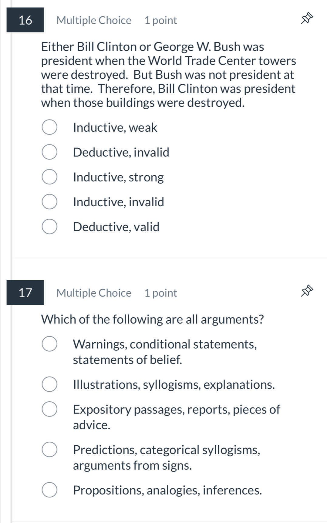 Solved: Either Bill Clinton or George W. Bush was president when the ...