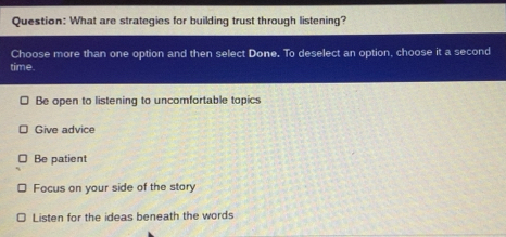 Solved: What are strategies for building trust through listening ...