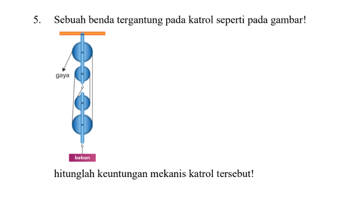 Telah dijawab:Sebuah benda tergantung pada katrol seperti pada gambar ...