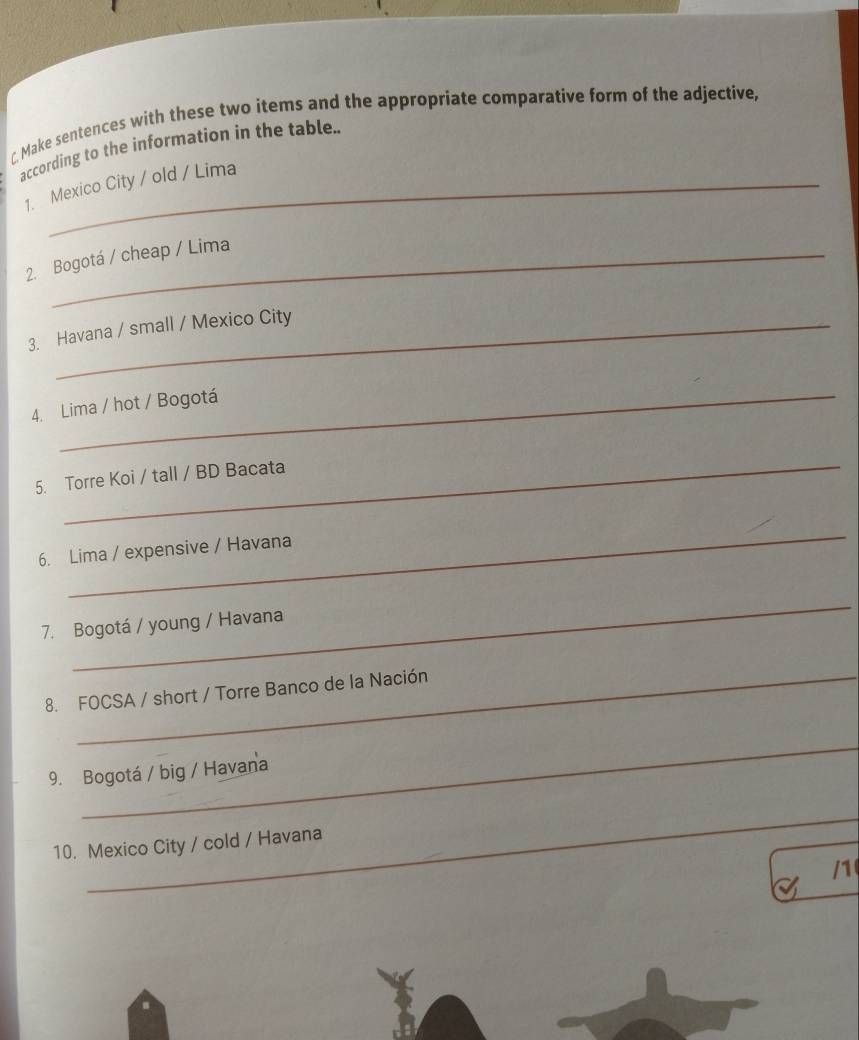 Resuelto:Make sentences with these two items and the appropriate ...