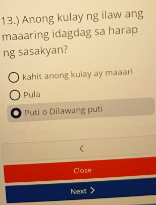 Solved: 13.) Anong kulay ng ilaw ang maaaring idagdag sa harap ng ...