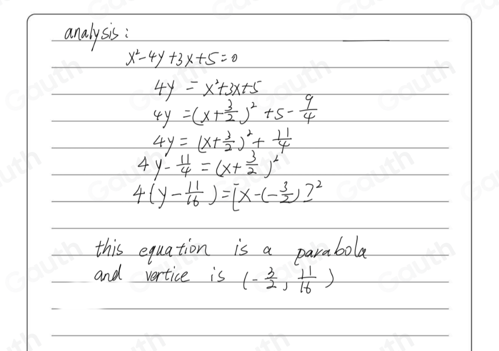 Solved: What type of conic section is x^2-4y+3x+5=0. a.Circle b ...