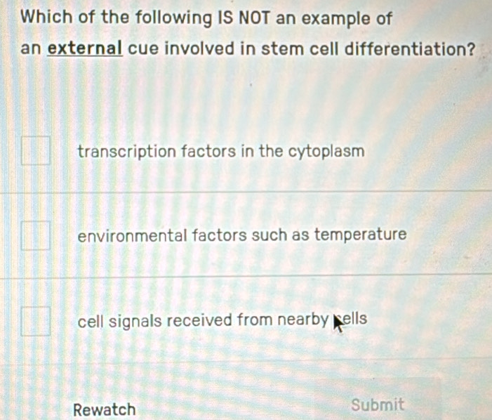 Solved: Which of the following IS NOT an example of an external cue ...