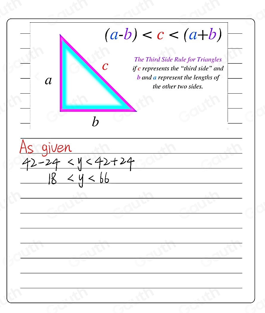 Solved: Given 24 and 42 as the lengths of two sides of a triangle, find the range of values for ...