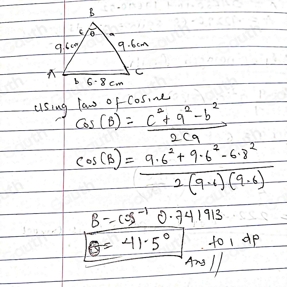 Solved: Calculate the size of angle o in the isosceles triangle below. Give your answer in degre ...