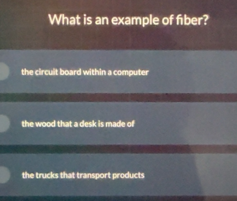 Solved: What is an example of fber? the circuit board within a computer ...