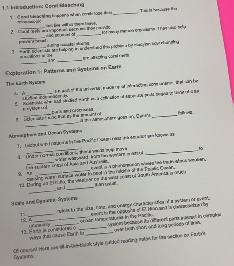 Solved: 1.1 Introduction: Coral Bleaching 1. Coral bleaching happens ...