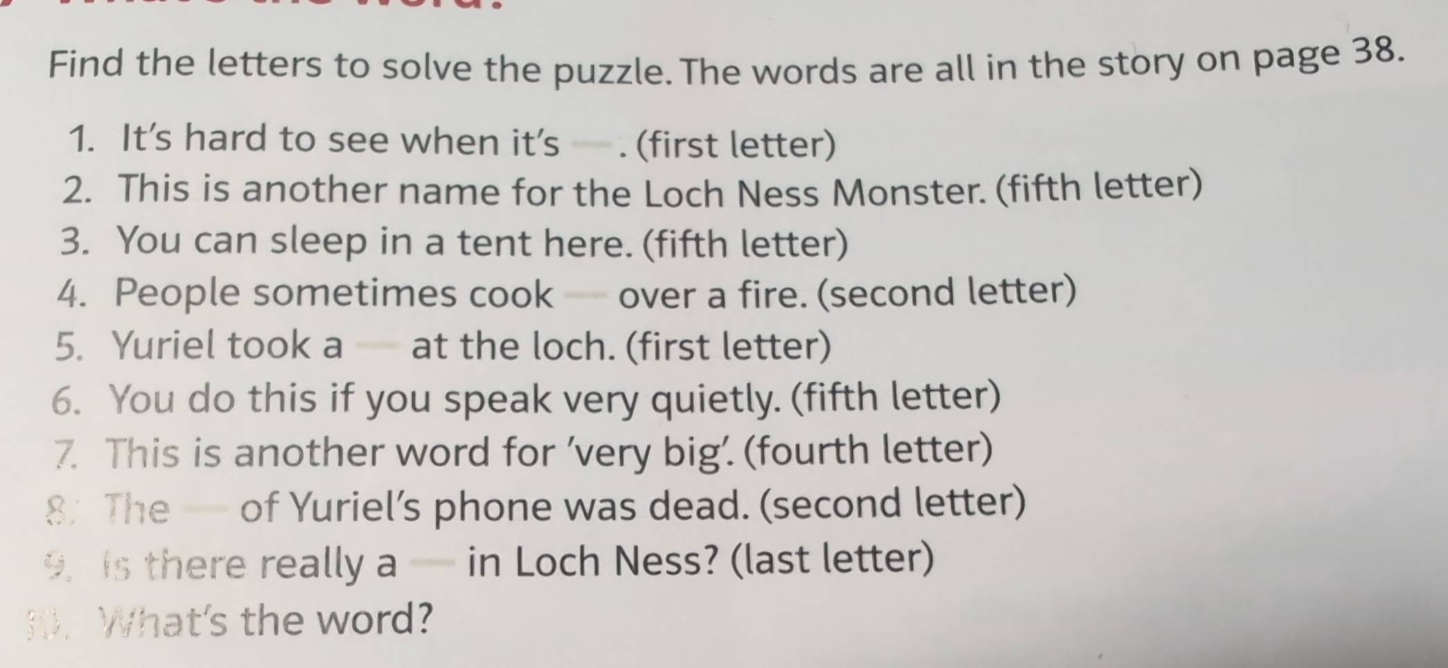 Gelöst:Find the letters to solve the puzzle. The words are all in the ...