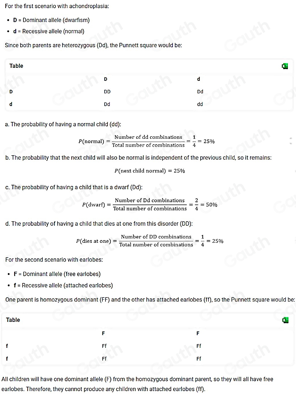 Solved: In humans, acondroplasia “dwarfism” (D) is dominant over normal ...