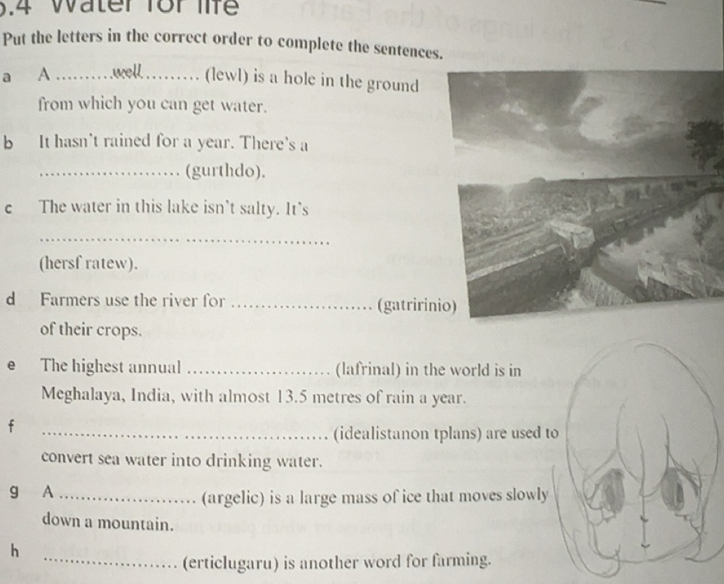 Gelöst:6.4 Water for life Put the letters in the correct order to ...
