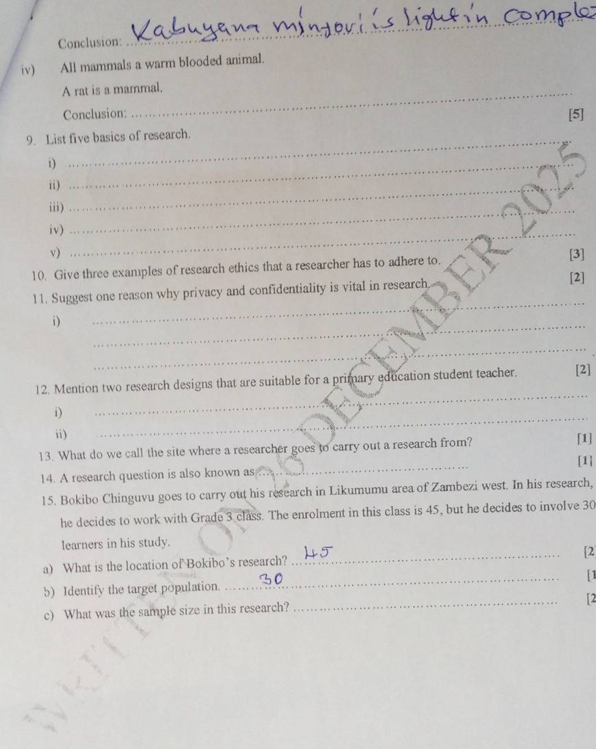 Résolu :Conclusion: _ iv) All mammals a warm blooded animal. A rat is a ...