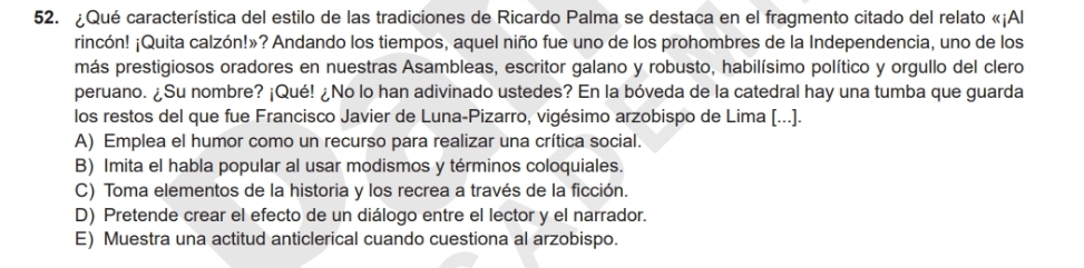 Resuelto:¿Qué característica del estilo de las tradiciones de Ricardo ...