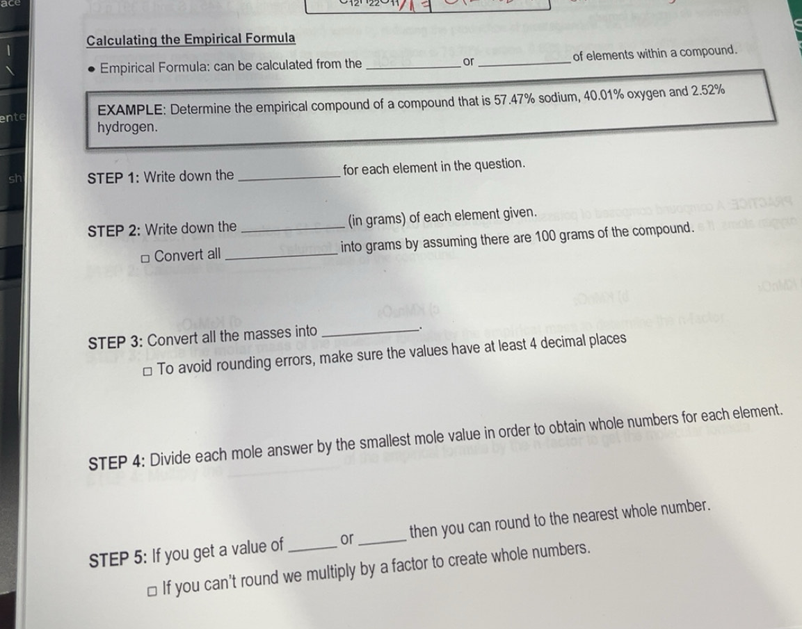Solved: ace Calculating the Empirical Formula Empirical Formula: can be ...