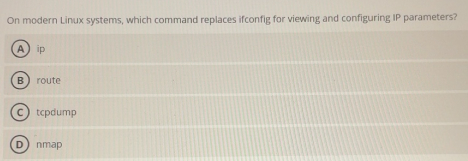 Solved: On modern Linux systems, which command replaces ifconfig for ...