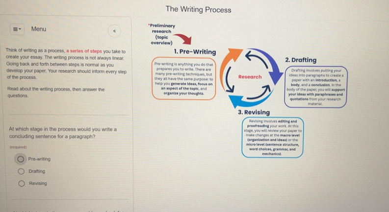 Solved: The Writing Process *Preliminary Menu research 《 (topic ...